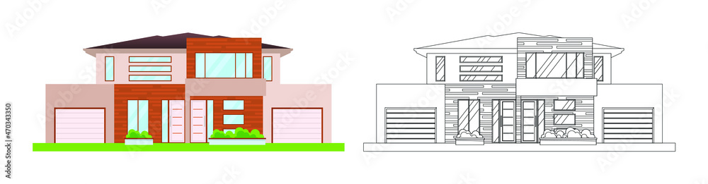 Vector illustration of a house on a white background. Sweet home. Icons ...