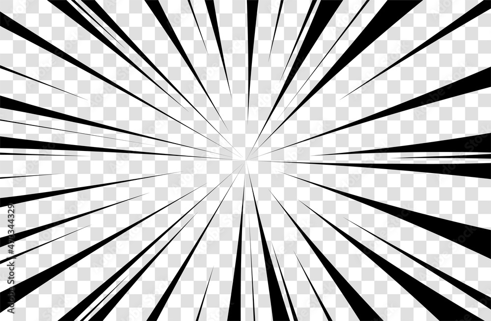 Manga motion radial lines with gradient. Anime action frame lines ...