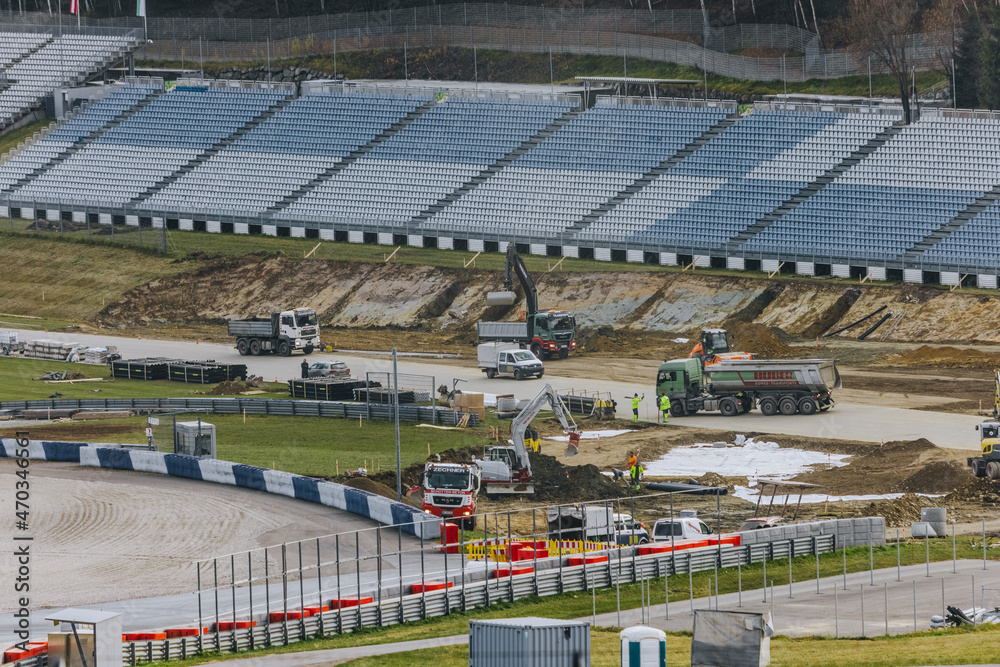 SPIELBERG, AUSTRIA - Nov 20, 2021: F1 track Red Bull Ring under ...