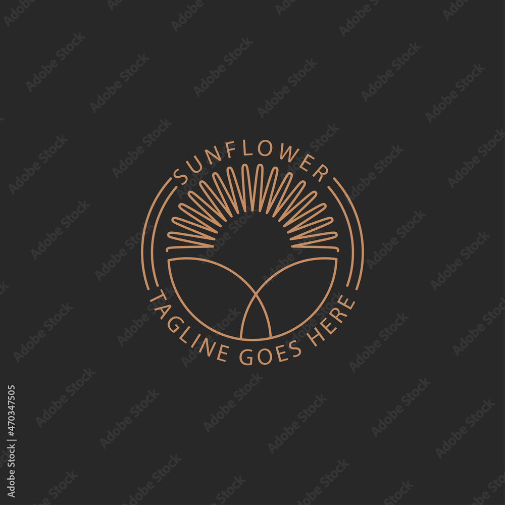 sunflower logo with unique and vintage design Stock Vector | Adobe Stock