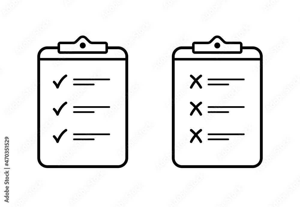 Clipboard checklist vector icon. Check list outline sign with checkmark ...