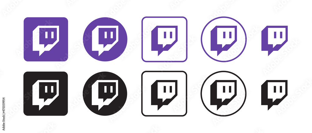 Twitch vector logo icon set. Vector illustration Stock Vector | Adobe Stock