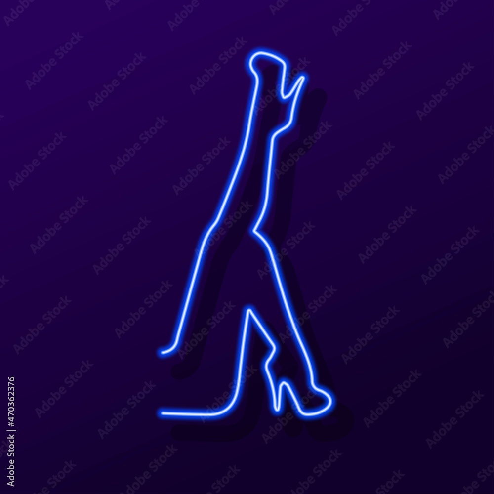 Female feet neon sign, modern glowing banner design, colorful modern ...