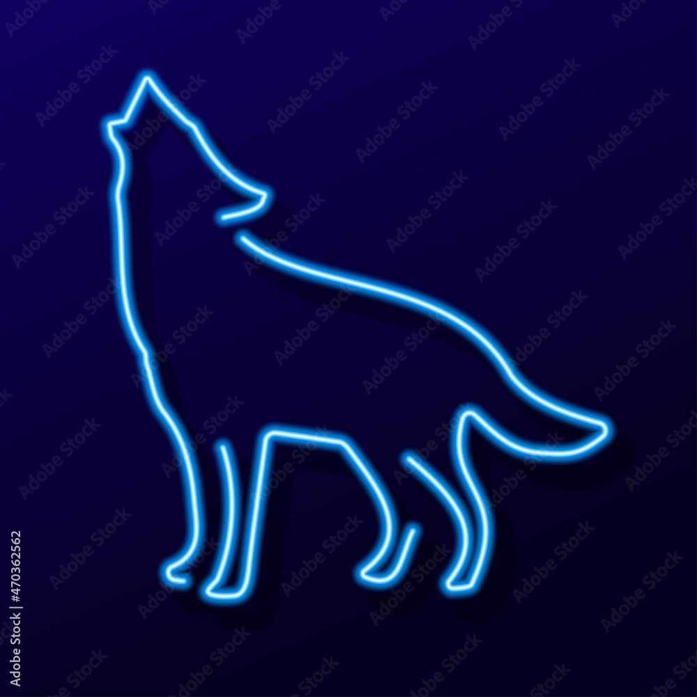 Wolf neon sign, modern glowing banner design, colorful modern design ...