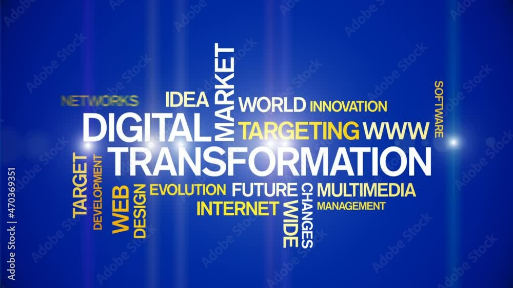 4k Digital Transformation Animated Tag Word Cloud;Text Design Animation ...