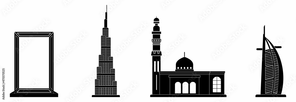Dubai building icon set, Dubai building vector set sign symbol Stock ...