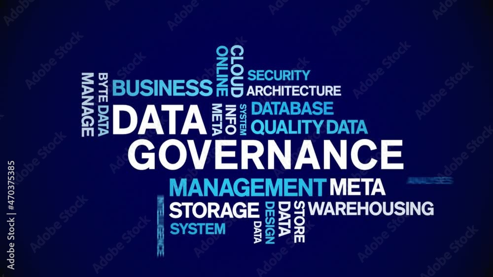 4k Data Governance Animated Tag Word Cloud;Text Design big data ...