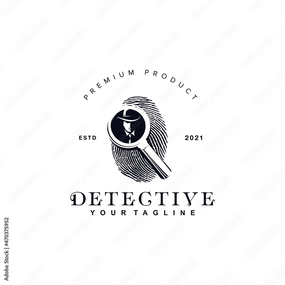 Vintage Investigation, Fingerprint, detective logo vector design ...