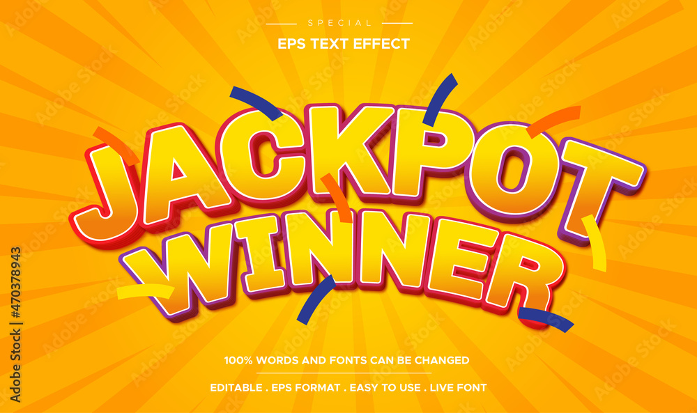 Editable text effect, jackpot winner style Stock Vector | Adobe Stock