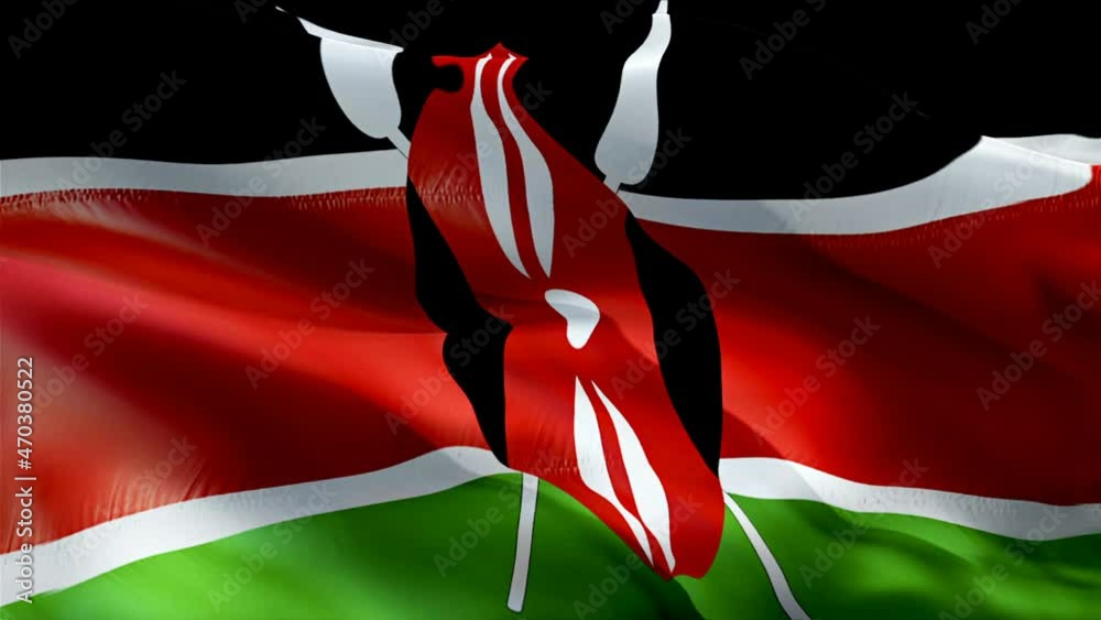 Kenyan flag. 3d Kenya flag waving video. Sign of Kenya seamless loop ...