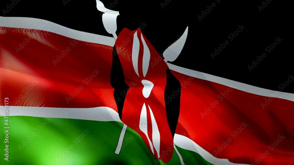 Kenya flag. National 3d Kenya flag waving. Sign of Kenyan seamless loop ...