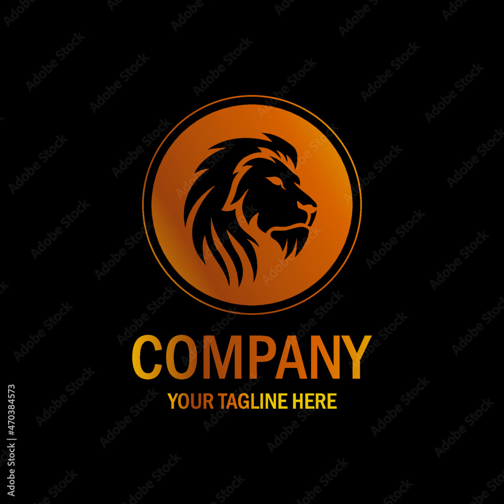 Gold lion head logo vector Stock Vector | Adobe Stock