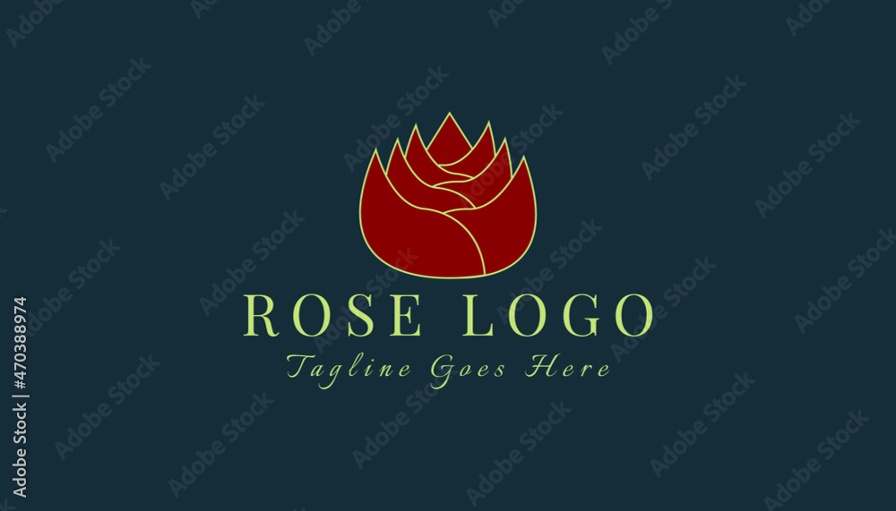 Rose logo vector element. Aesthetic line art rose logo design for ...