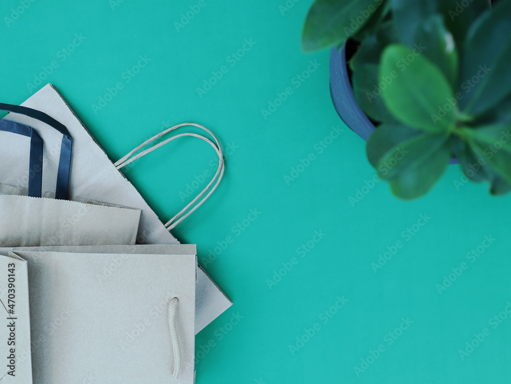 Paper bags. Eco-friendly shopping. No plastic. Ecology. Green ...