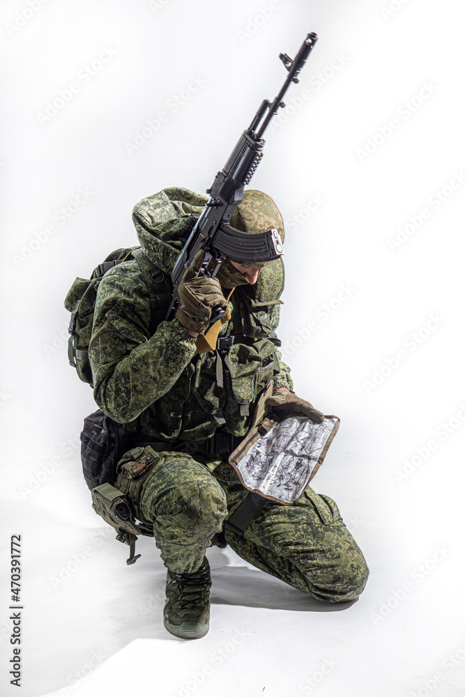 Members of the special purpose unit. A Russian special forces soldier ...