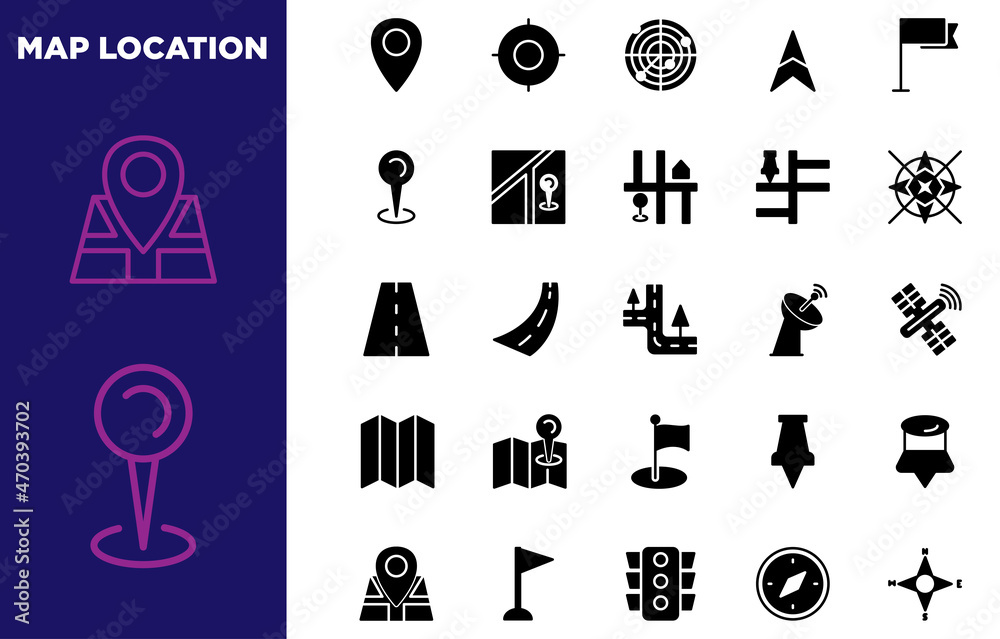 Map and location icon set vector element for your design Stock Vector ...