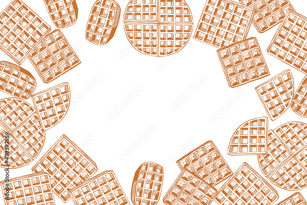 Vector background with sketch waffles. Stock Vector | Adobe Stock