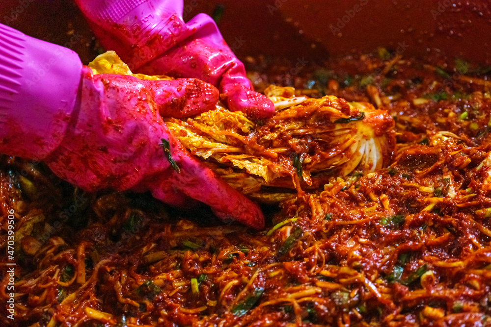 Gimjang, the Korean traditional process of preparation of kimchi foto ...