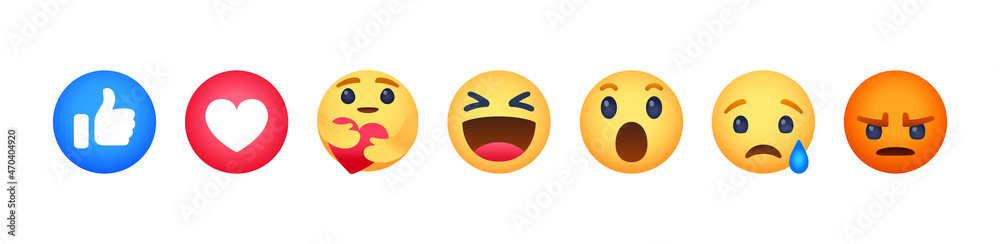 Facebook emoticon emoji icon buttons, Vector editorial illustration ...
