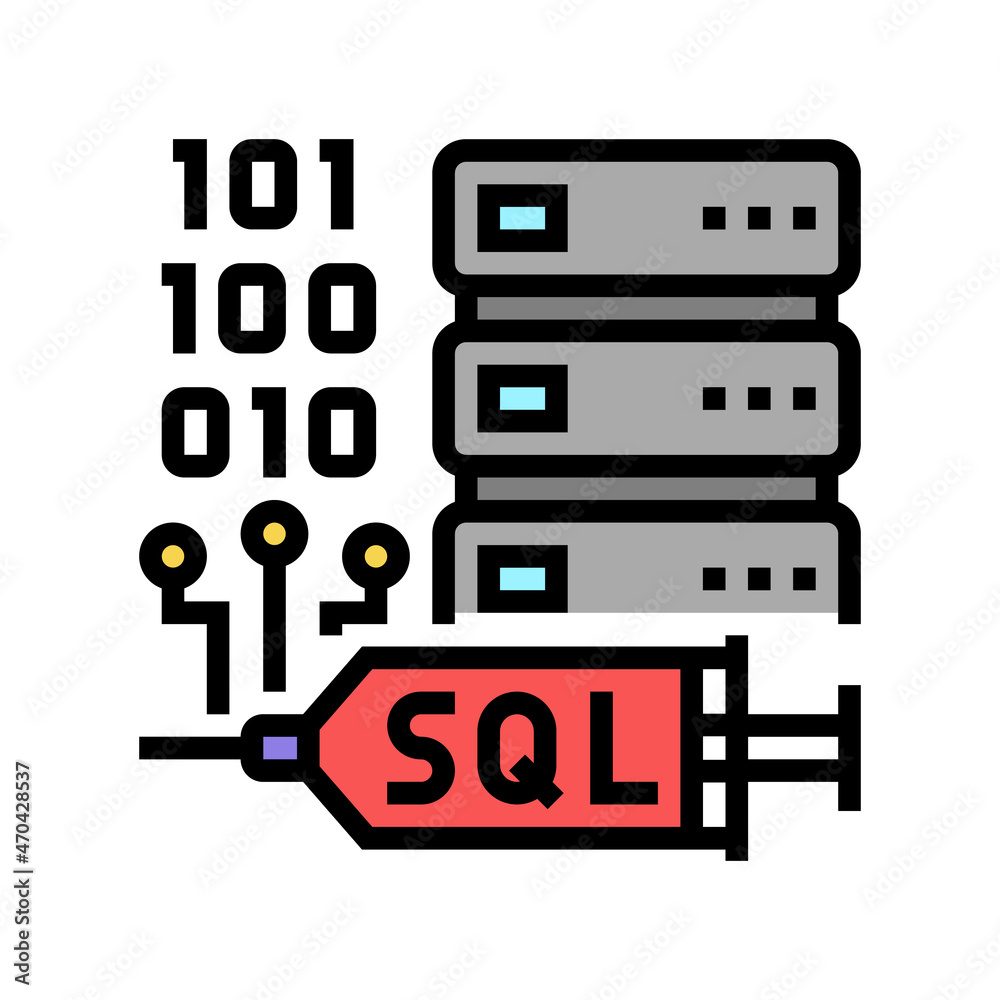 sql injections color icon vector. sql injections sign. isolated symbol ...