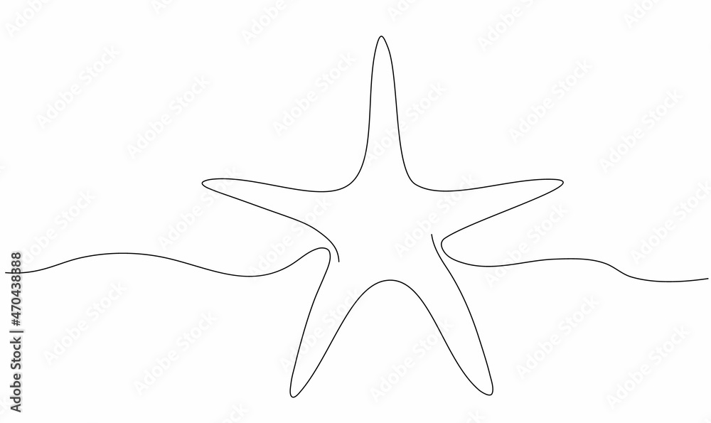 continuous drawing of a single line. an isolated star shape element,. a ...