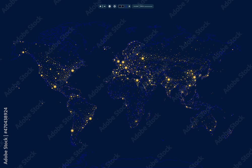 Earth night map with lights Stock Vector | Adobe Stock