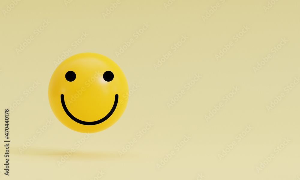 Smiley on yellow face with copy space for client customer satisfaction ...
