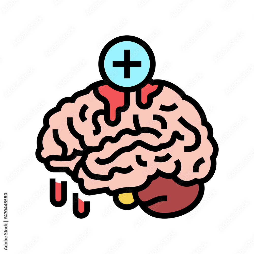 brain bleed stoppage color icon vector. brain bleed stoppage sign ...