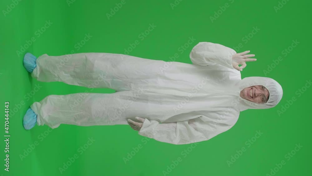 Full Body Of Asian Man Wearing Personal Protective Equipment Uniform ...