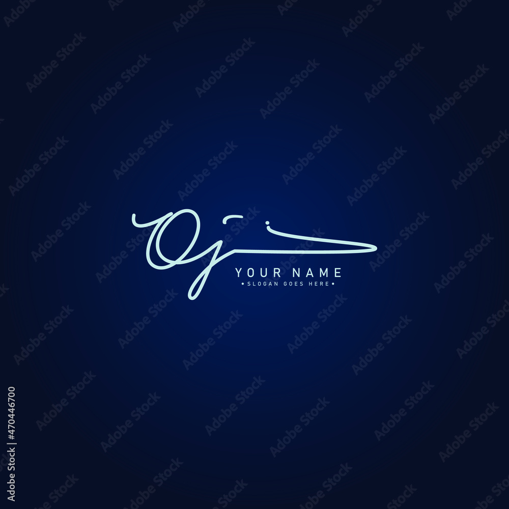 Initial Letter OJ Logo - Handwritten Signature Logo Stock Vector ...