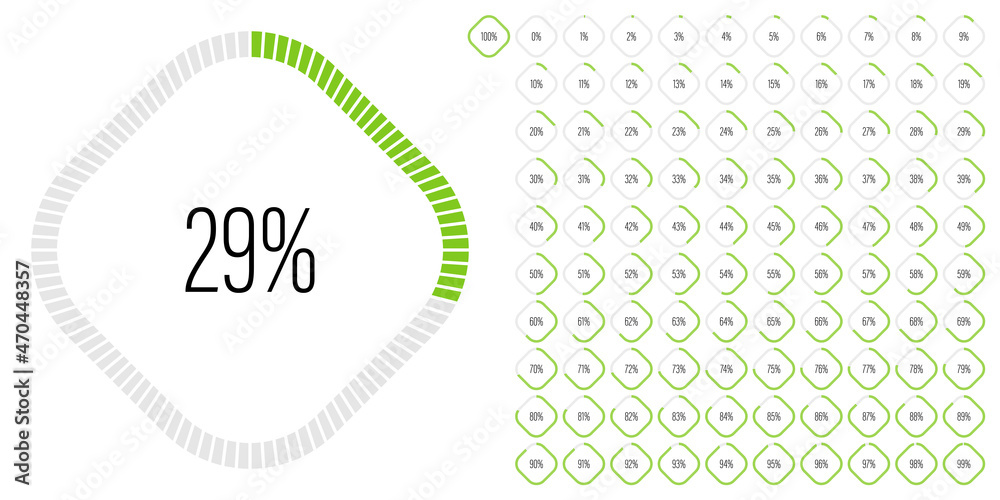 Set of rectangle percentage diagrams meters from 0 to 100 ready-to-use ...