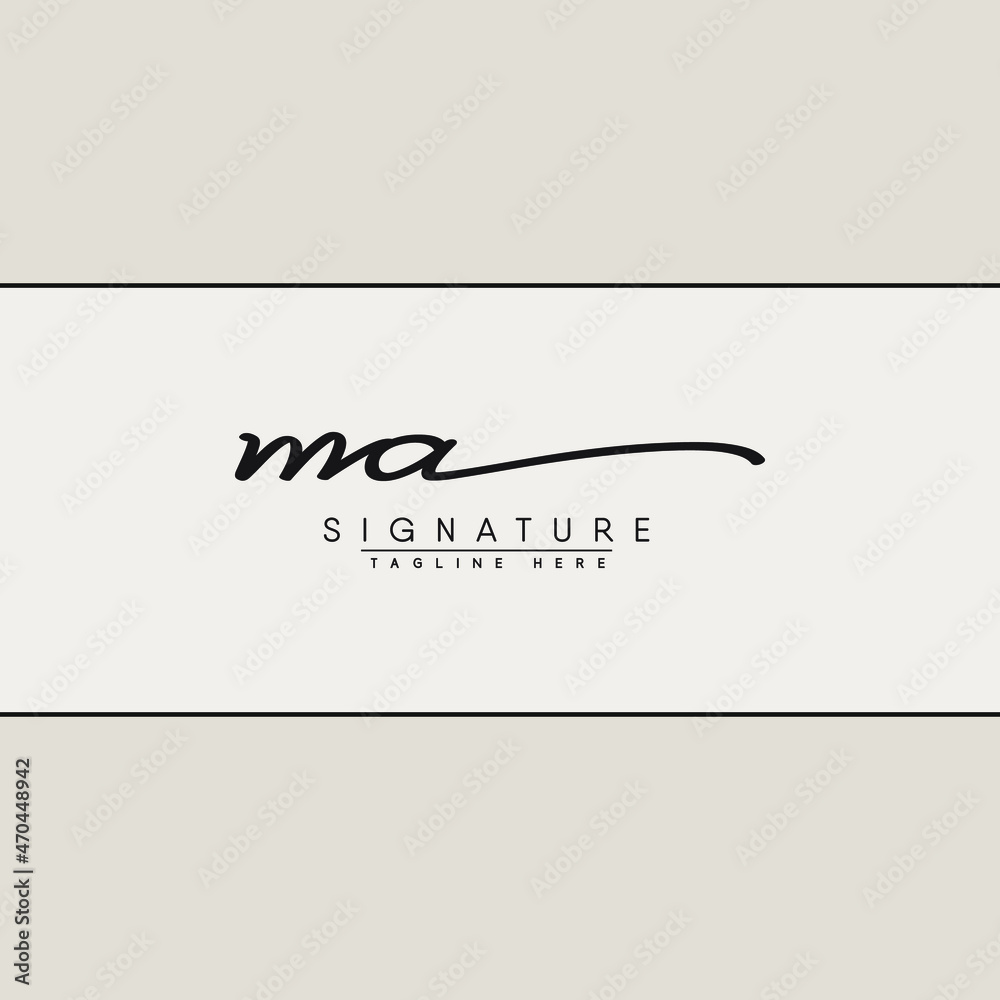 Initial Letter MA Logo - Handwritten Signature Style Logo Stock Vector ...
