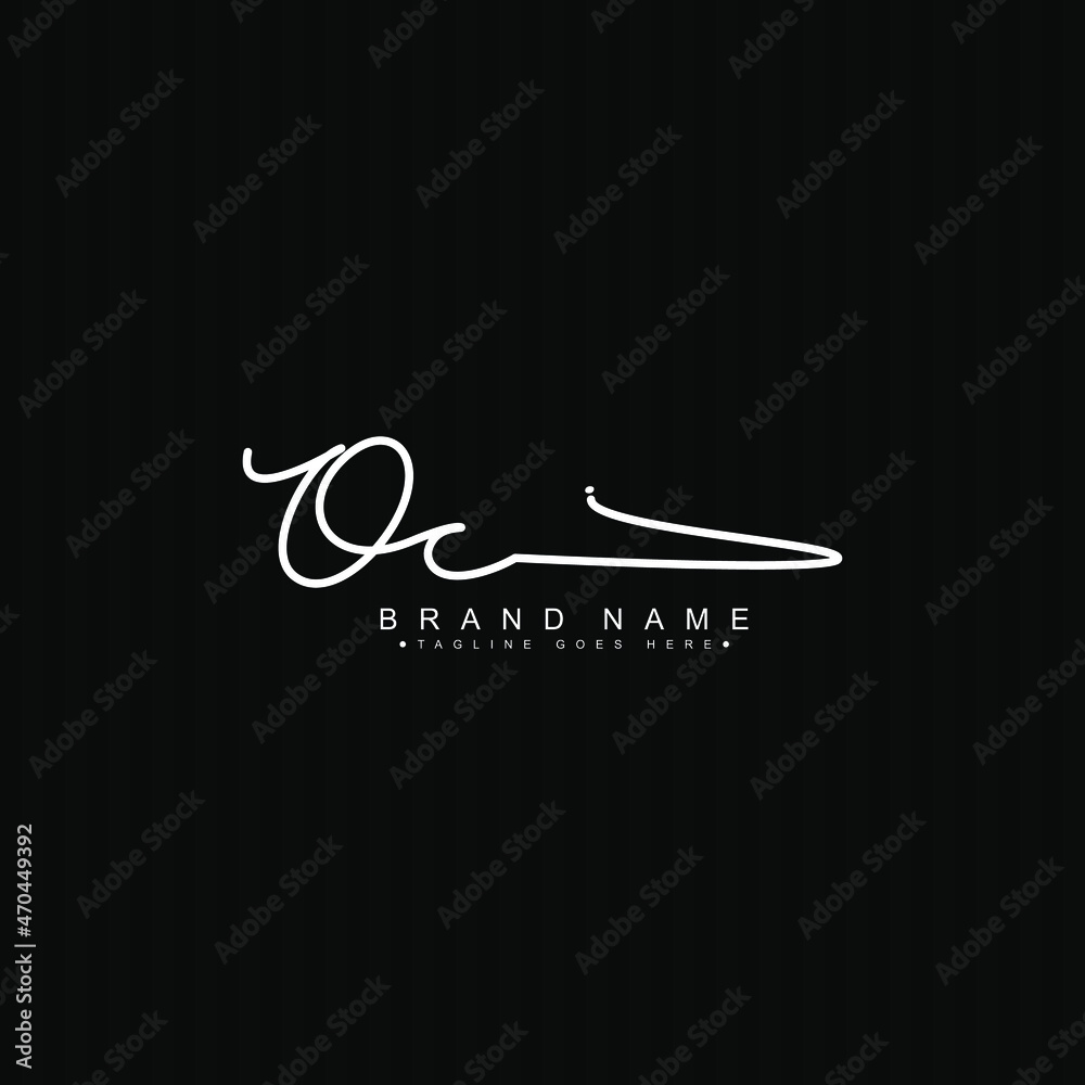 Initial Letter OC Logo - Handwritten Signature Style Logo Stock Vector ...