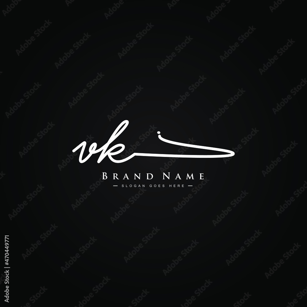 Initial Letter VK Logo - Hand Drawn Signature Logo Stock Vector | Adobe ...