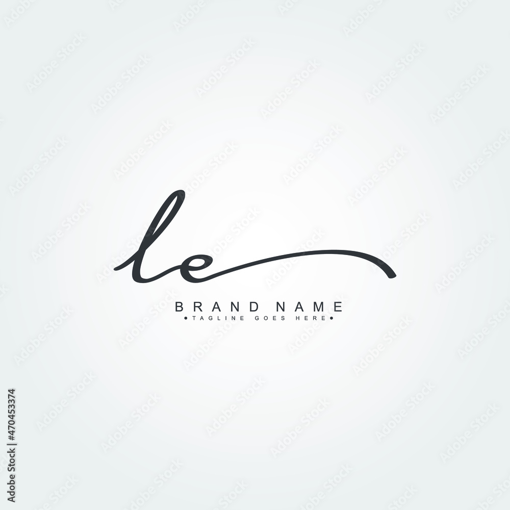 Initial Letter LE Logo - Hand Drawn Signature Style Logo Stock Vector ...