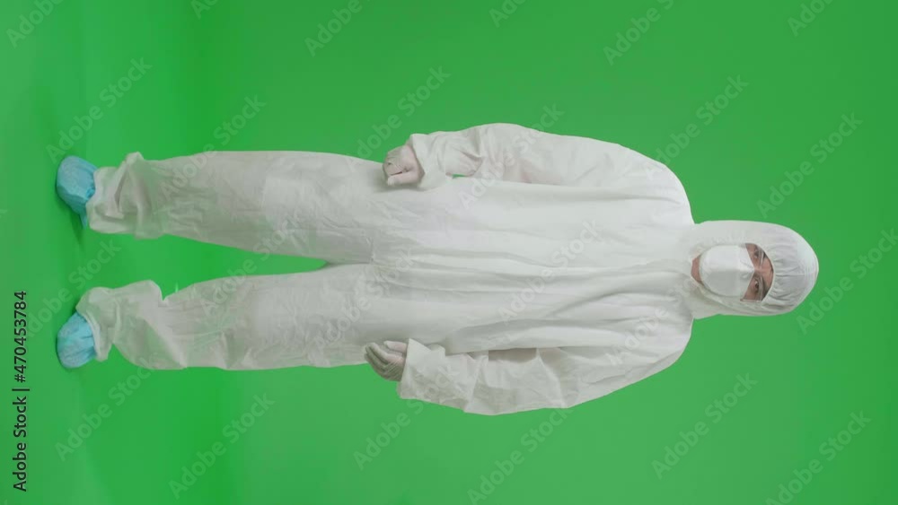 Full Body Of Asian Man Wearing Personal Protective Equipment Uniform ...