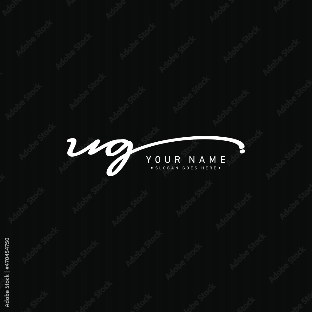 Initial Letter UG Logo - Handwritten Signature Style Logo Stock Vector ...