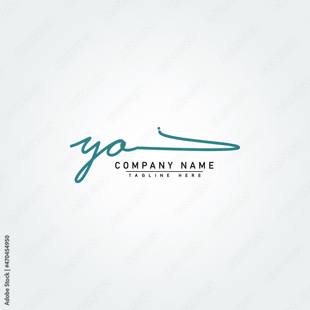 Initial Letter YO Logo - Handwritten Signature Logo Stock Vector ...