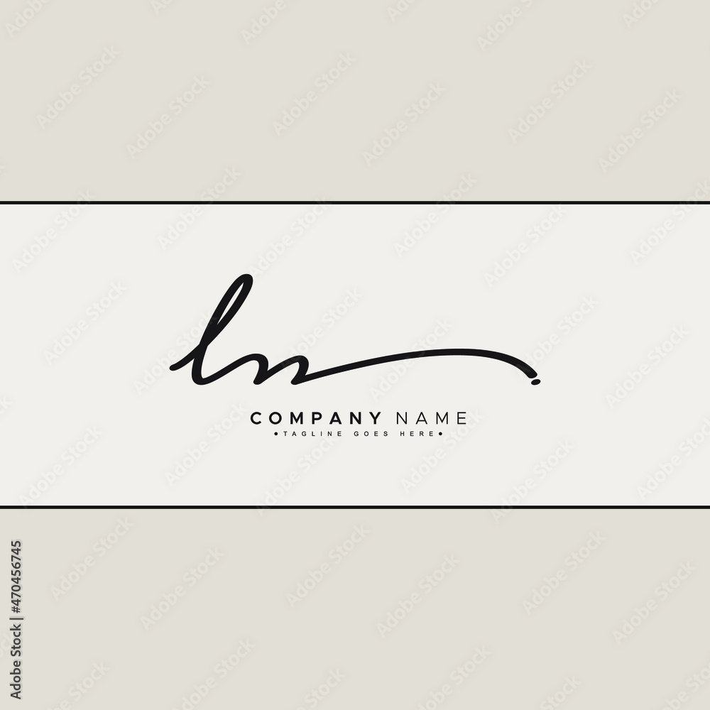 Initial Letter LN Logo - Handwritten Signature Logo Stock Vector ...