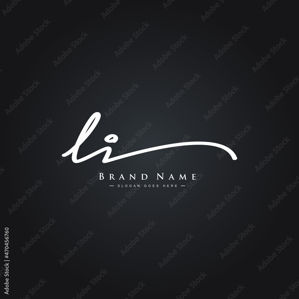 Initial Letter LI Logo - Hand Drawn Signature Style Logo Stock Vector ...