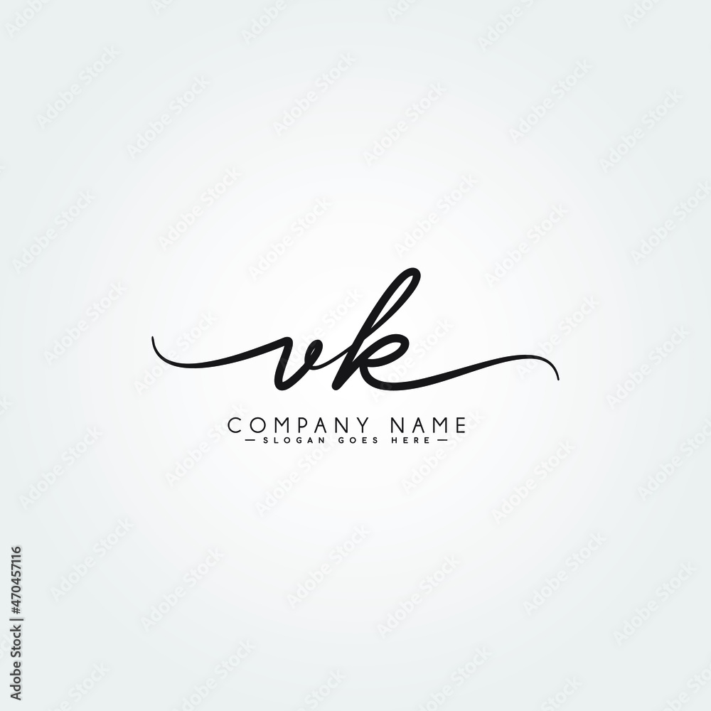 Initial Letter VK Logo - Hand Drawn Signature Style Logo Stock Vector ...