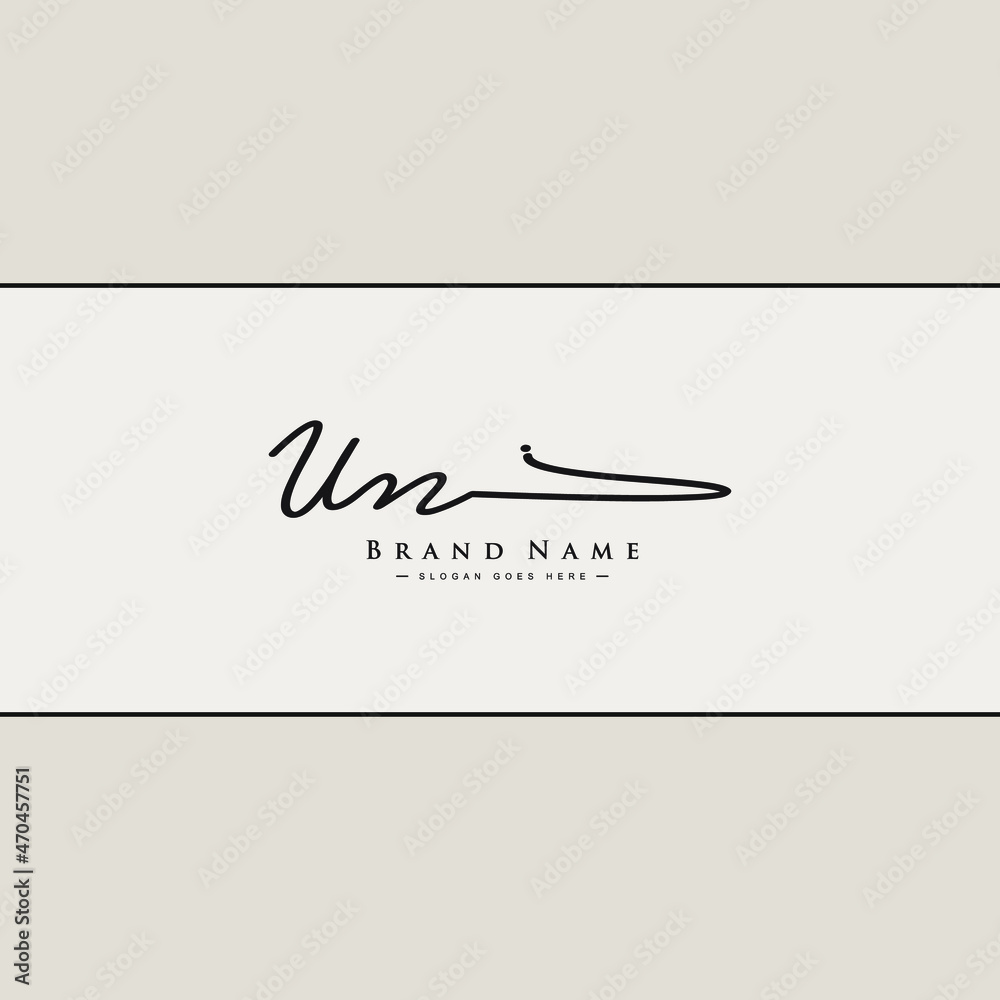 Initial Letter UN Logo - Hand Drawn Signature Logo Stock Vector | Adobe ...