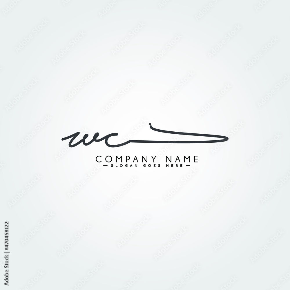Initial Letter WC Logo - Hand Drawn Signature Logo Stock Vector | Adobe ...