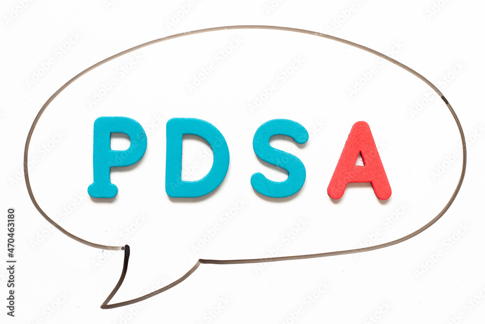 Alphabet letter with word PDSA (Abbreviation of plan do study act) in ...