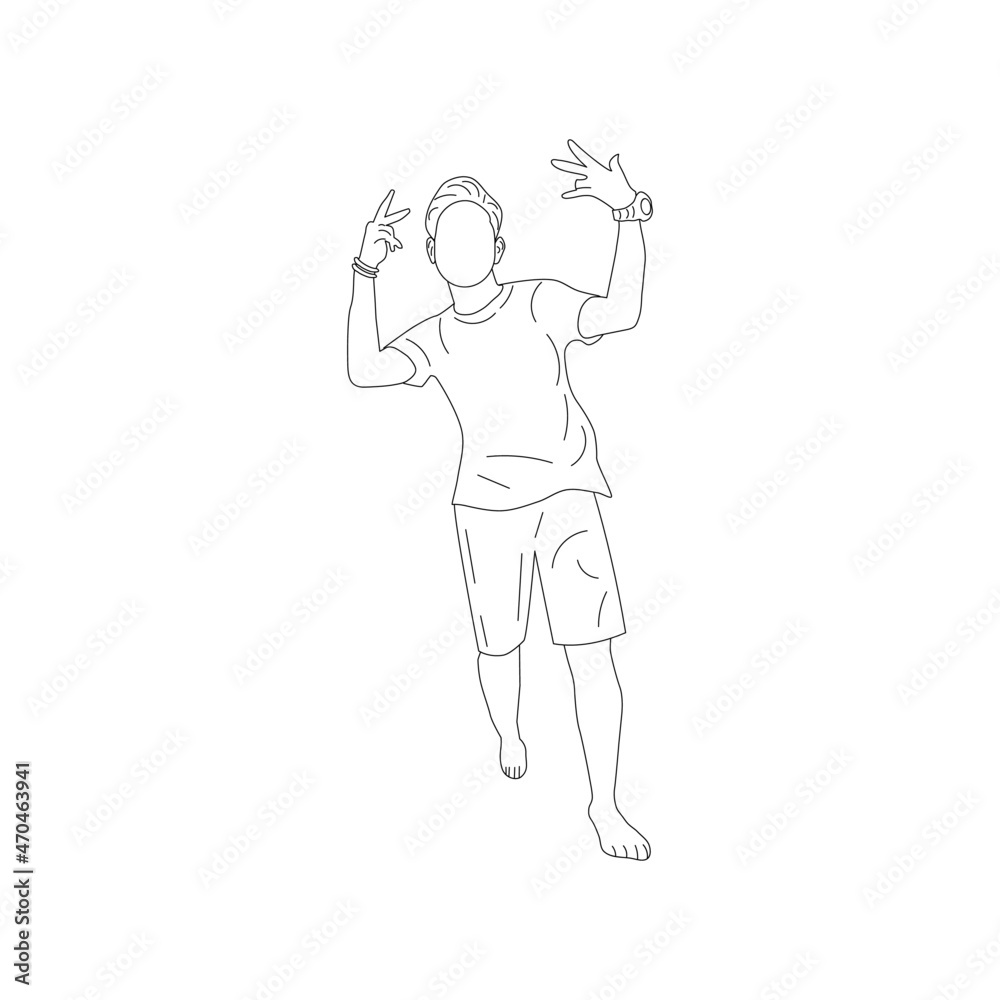 sketch of a man holding his waist for a coloring book. suitable for ...