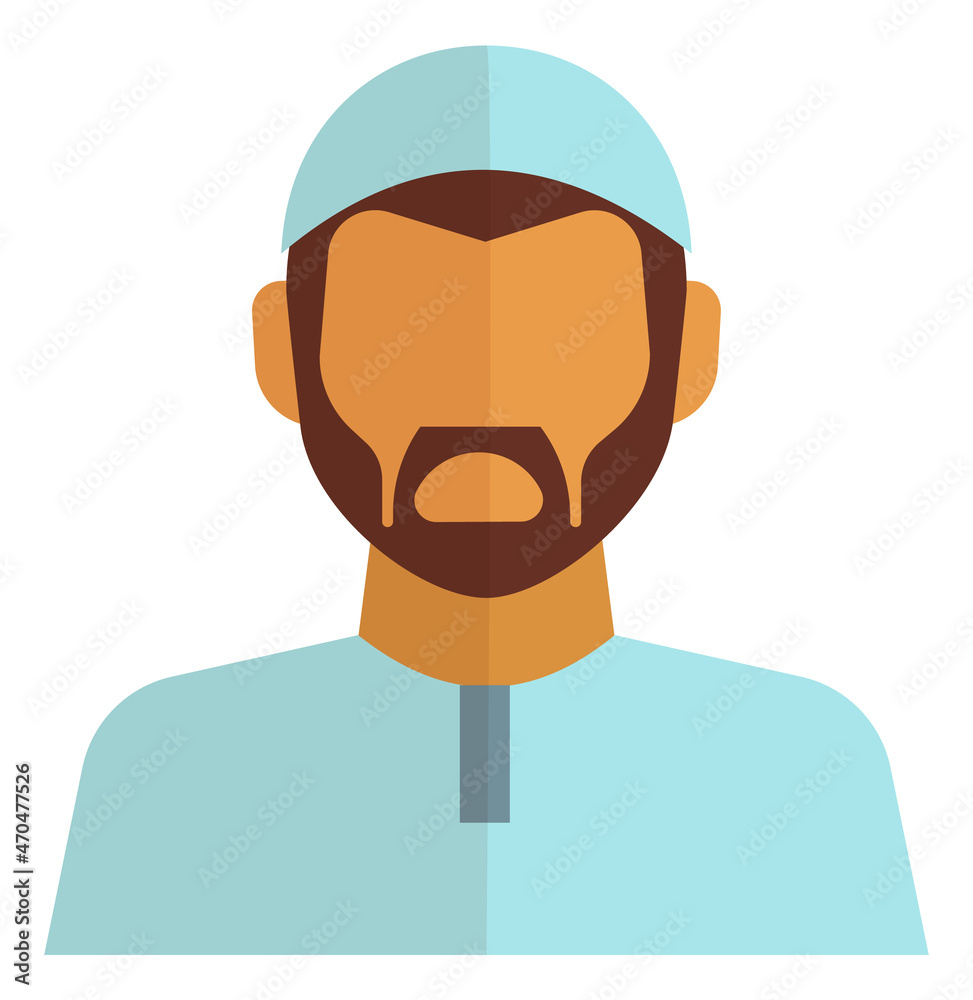 Man in traditional muslim clothing. Arab icon. Islamic person avatar ...