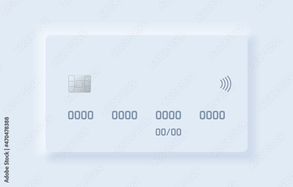 Blank plastic bank credit card in modern neumorphic style. Mockup ...