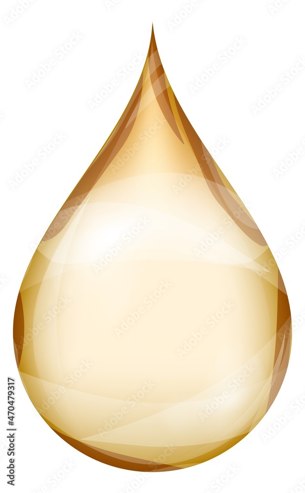 Golden droplet. Realistic serum drop. Transparent oil tear Stock Vector ...