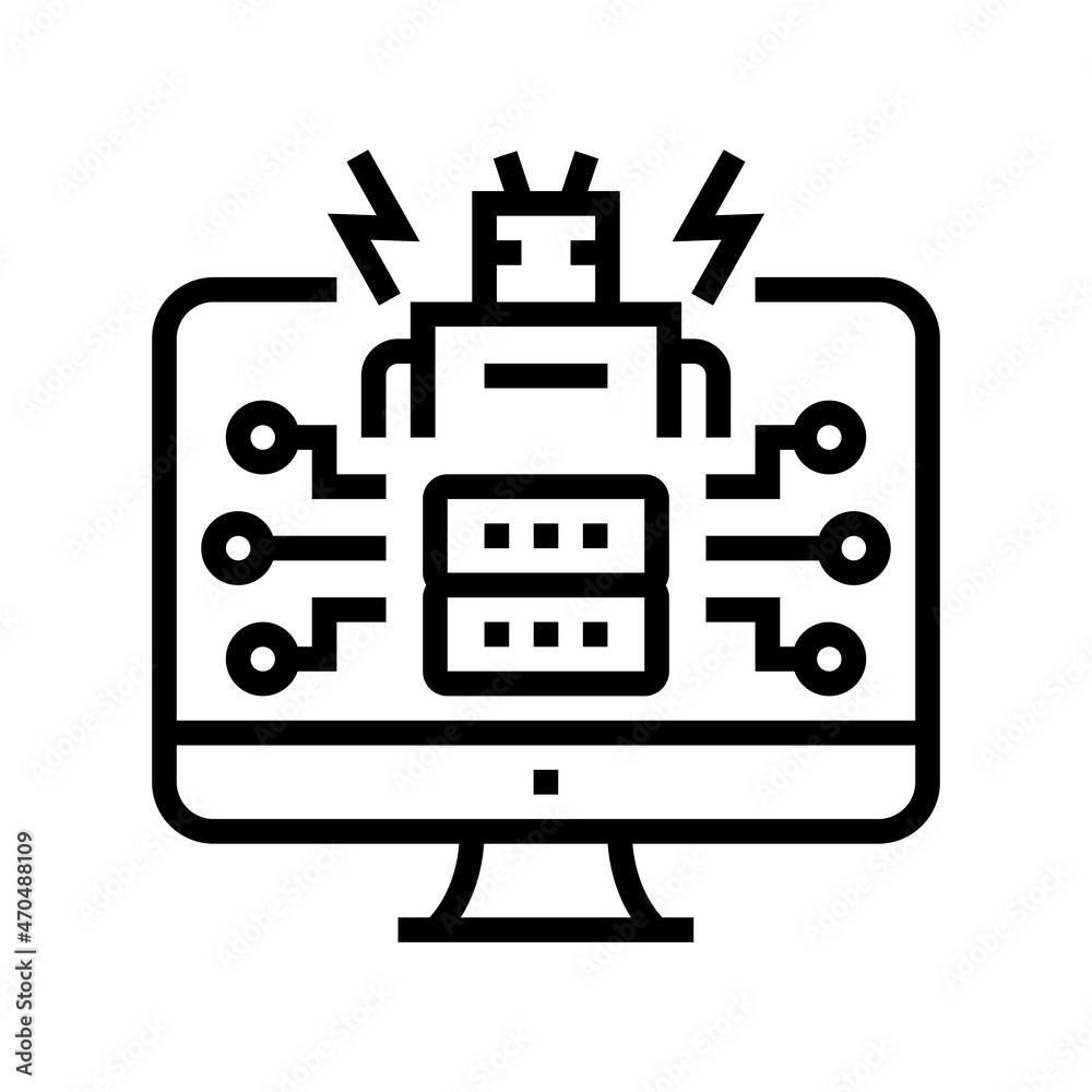 ai powered attacks line icon vector. ai powered attacks sign. isolated ...