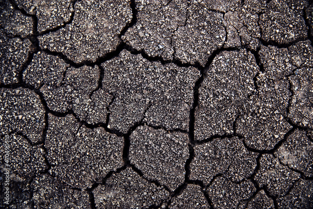 Dry cracked ground during drought. Gray dried and cracked ground earth ...